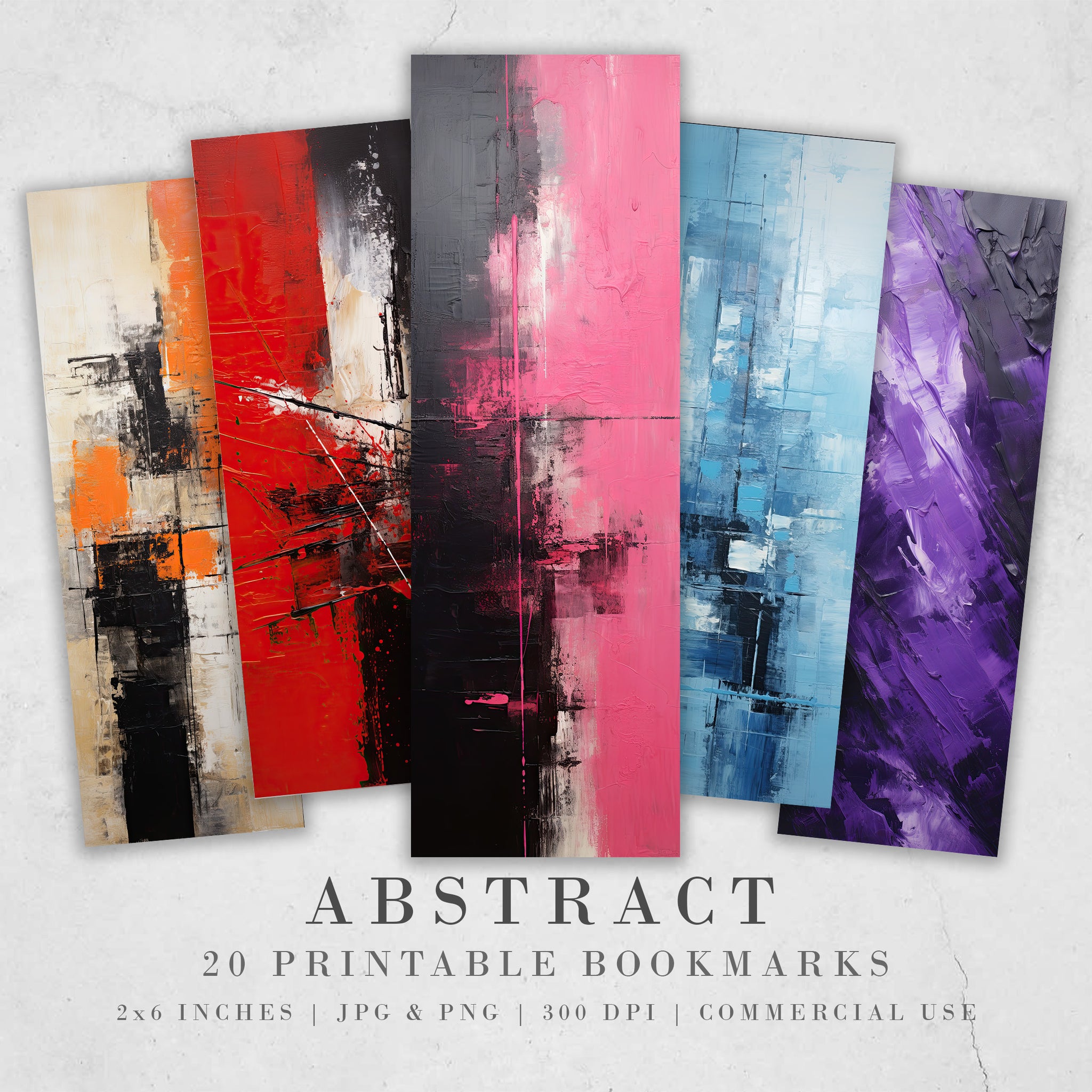 20 Abstract Printable Bookmarks | Digital Download JPG Bookmark Set| P ...