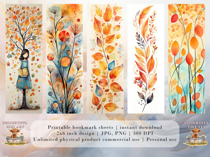 20 Fall Leaves Printable Bookmarks | Digital Download JPG Bookmark Set ...