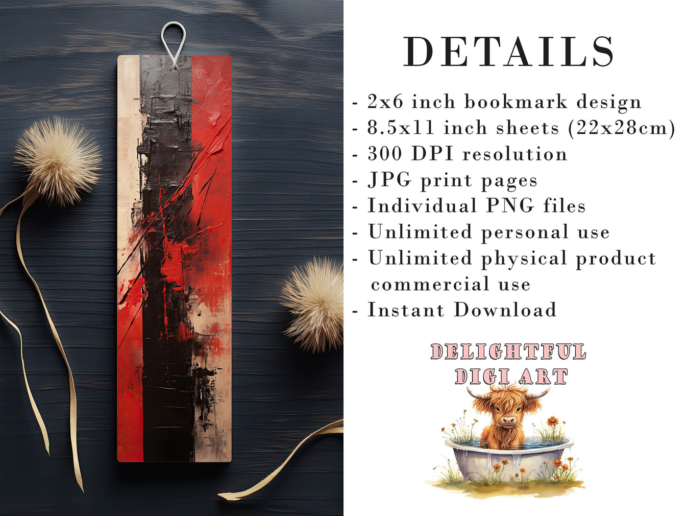 20 Abstract Printable Bookmarks | Digital Download JPG Bookmark Set| P ...