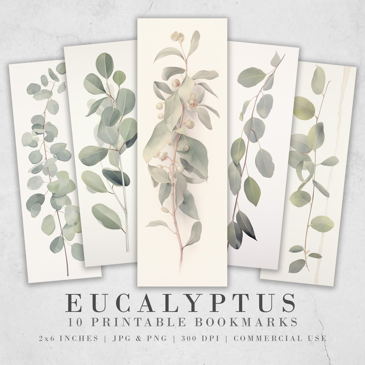 10 Eucalyptus Watercolor Printable Bookmarks | Digital Download JPG Bo ...