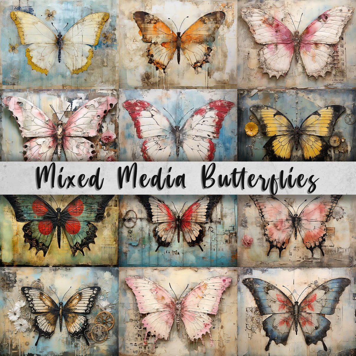 Mixed Media Butterflies, Butterfly Journal Pages, Grunge/Painterly But ...