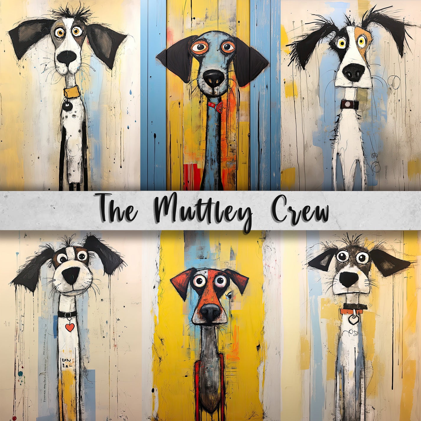 The Muttley Crew Printable Art Pages, Whimsical Mixed Media Mutts ...