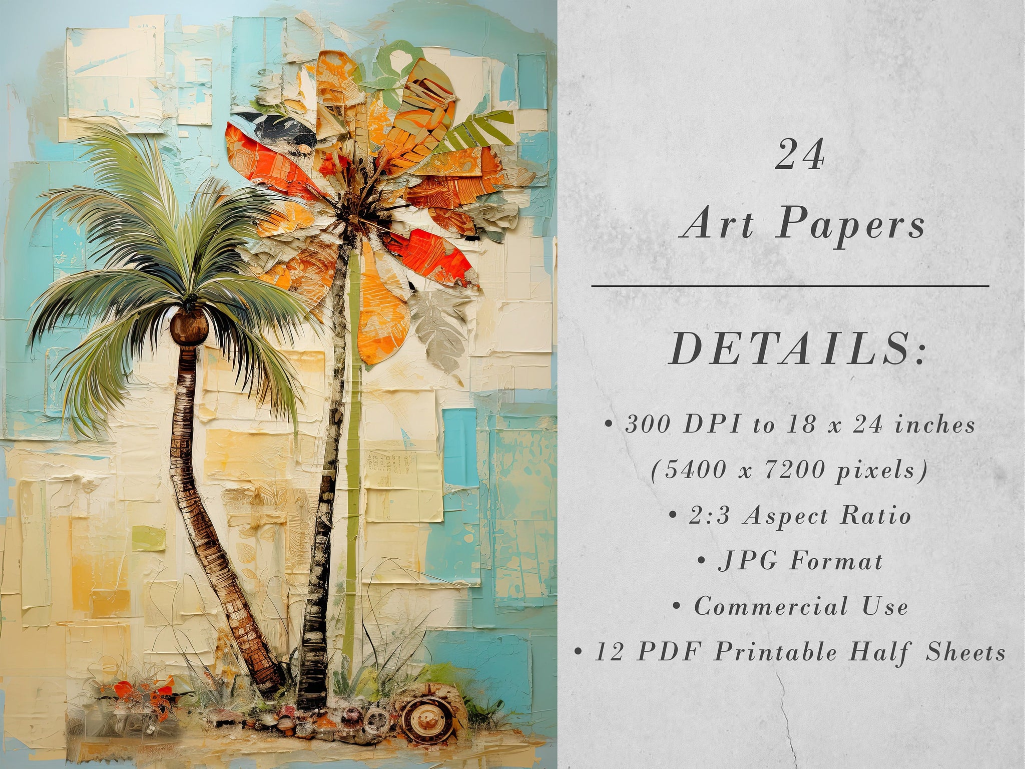 24 Mixed Media Printable Art Pages| Digital Download Paper Set| PNG su ...