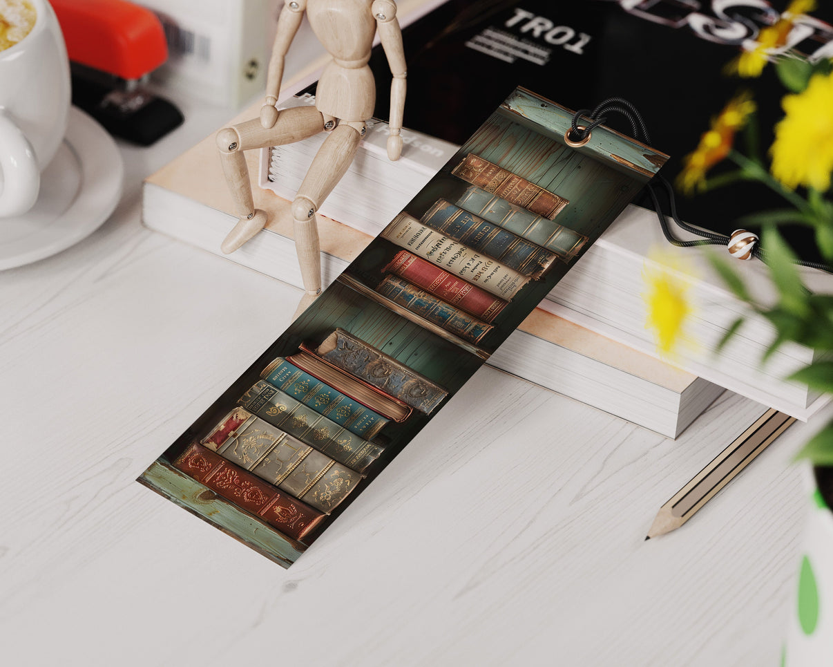 20 Vintage Bookcase Printable Bookmarks | 4 Bookmark Sheets | PNG book ...